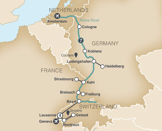 Jewels of the Rhine & Golden Pass Rail Journey 2025 Geneva to Amsterdam